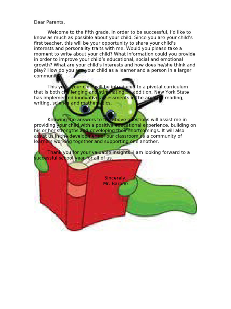 Fifth Grade Parent Insights Request | PDF