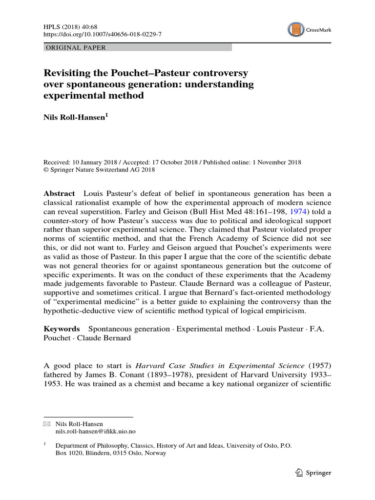 Roll-Hansen2018_Article_RevisitingThePouchetPasteurCon | PDF | Louis Pasteur | Science