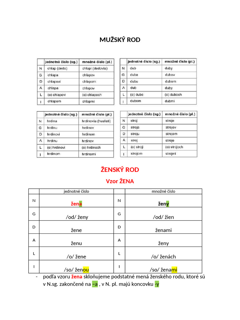 Vzory Podstatných Mien | PDF