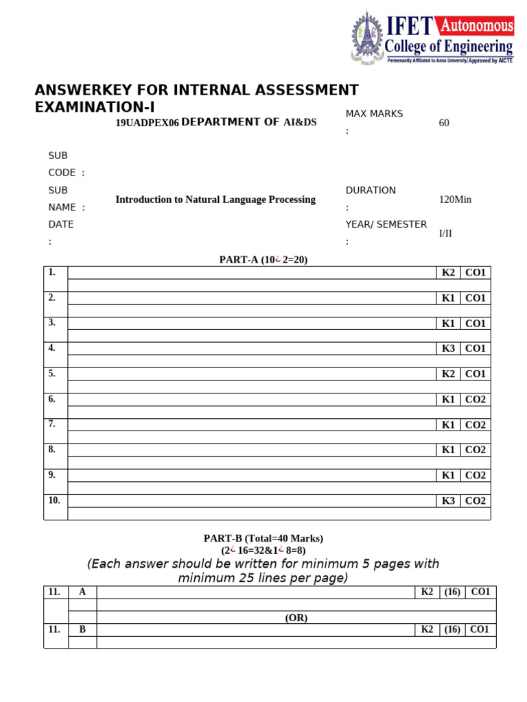ANSWERKEY FOR IA 1 INLP docx | PDF