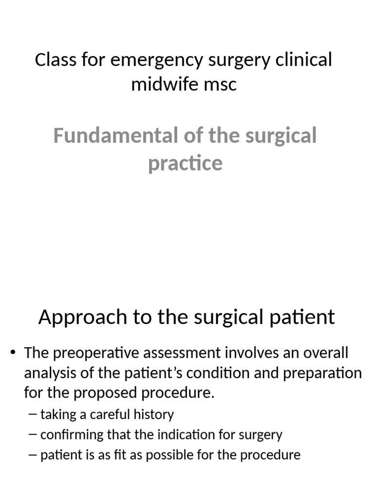 Class For Emergency Surgery Clinical Midwife MSC | PDF | Surgical ...