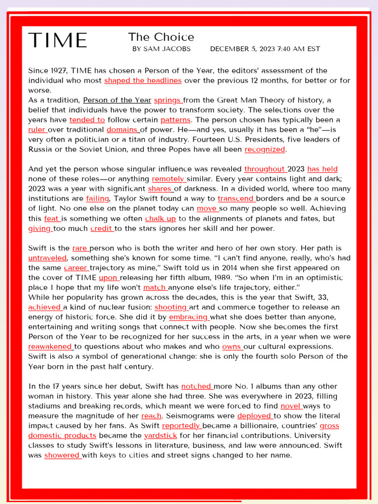 Taylor Swift: TIME's 2023 Person of the Year | PDF | Social Science