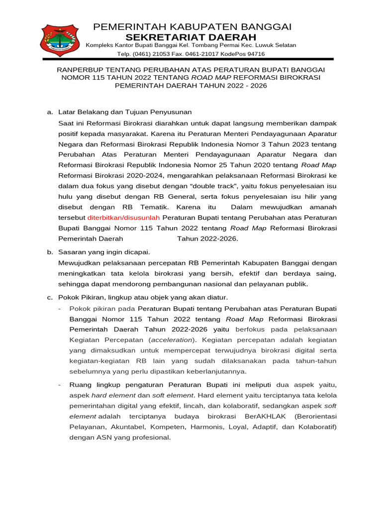 Penjelasan Perbup RB | PDF