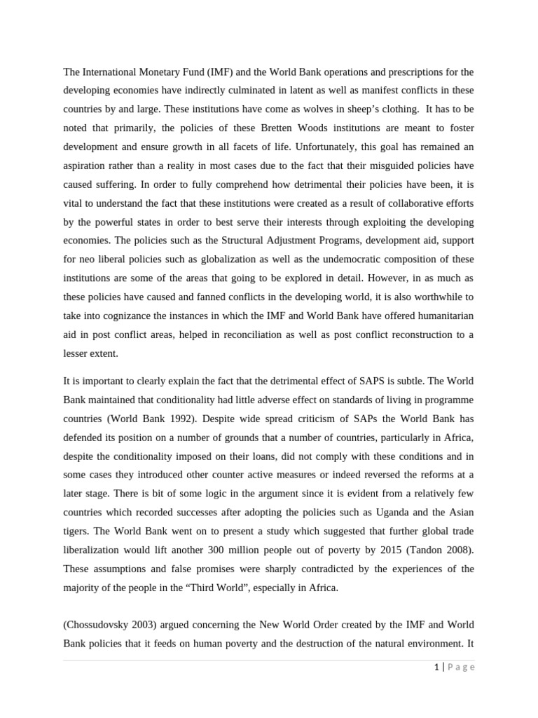 IMF & WB | PDF | Structural Adjustment | International Monetary Fund