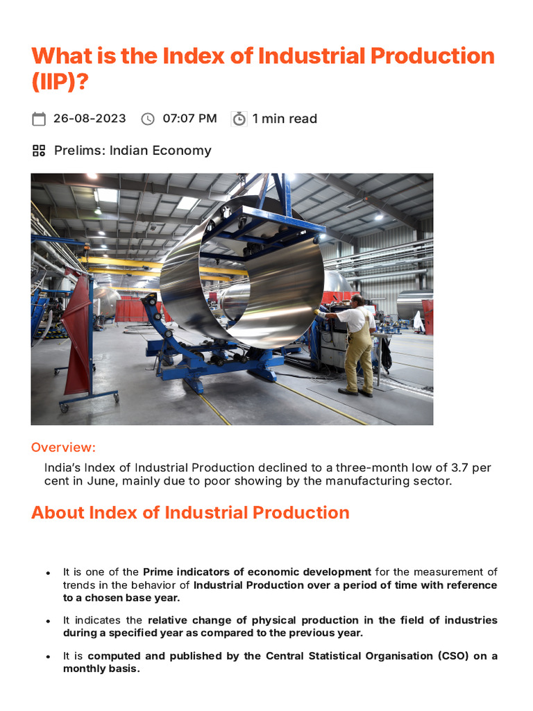What Is The Index of Industrial Production (IIP) | PDF