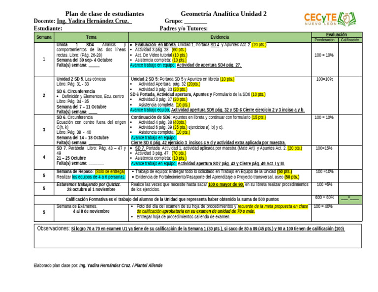 u2 Plan Clase Geoana Yhc a24 e25 | PDF | Geometría