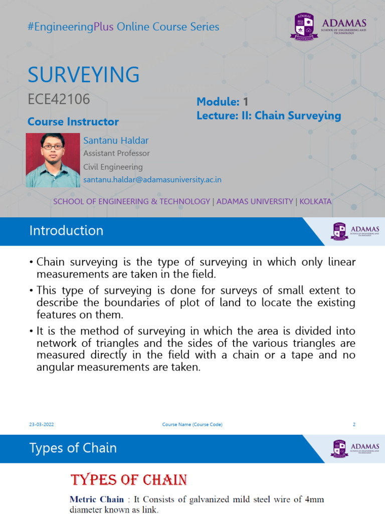 Chain Surveying- Introduction and Accessories | PDF | Surveying | Triangle