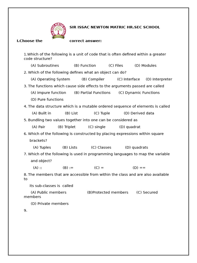 STD 12 One Mark | PDF | Teaching Methods & Materials | Technology & Engineering