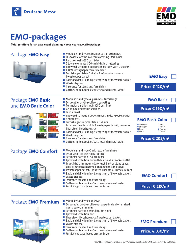 EMO - Hannover - 2025 - 1 - Order - Form - EMO - Packages - EN | PDF ...