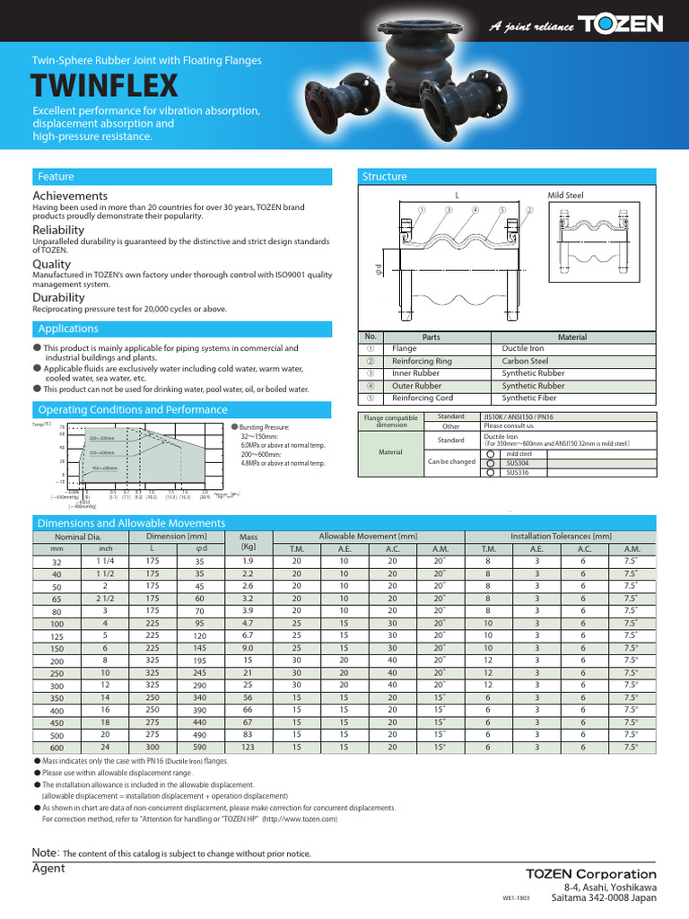 KatalogTWINFLEX Tozen Flex Joint Flange | PDF | Water | Steel