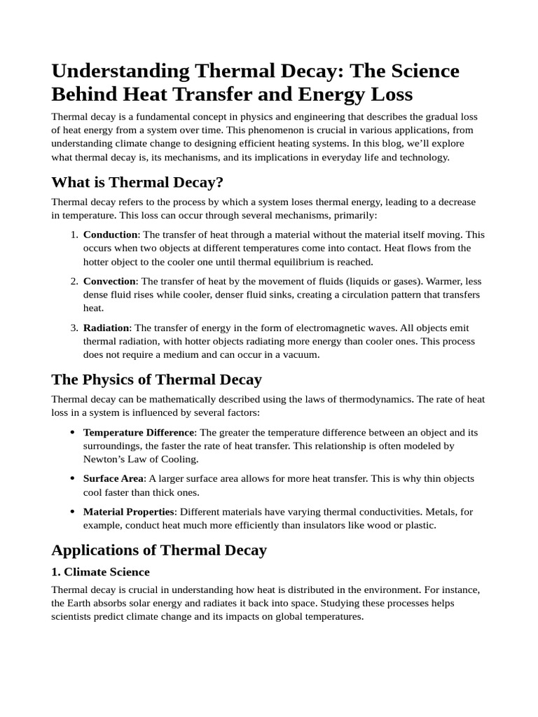 Understanding Thermal Decay in Science | PDF | Heat Transfer | Heat