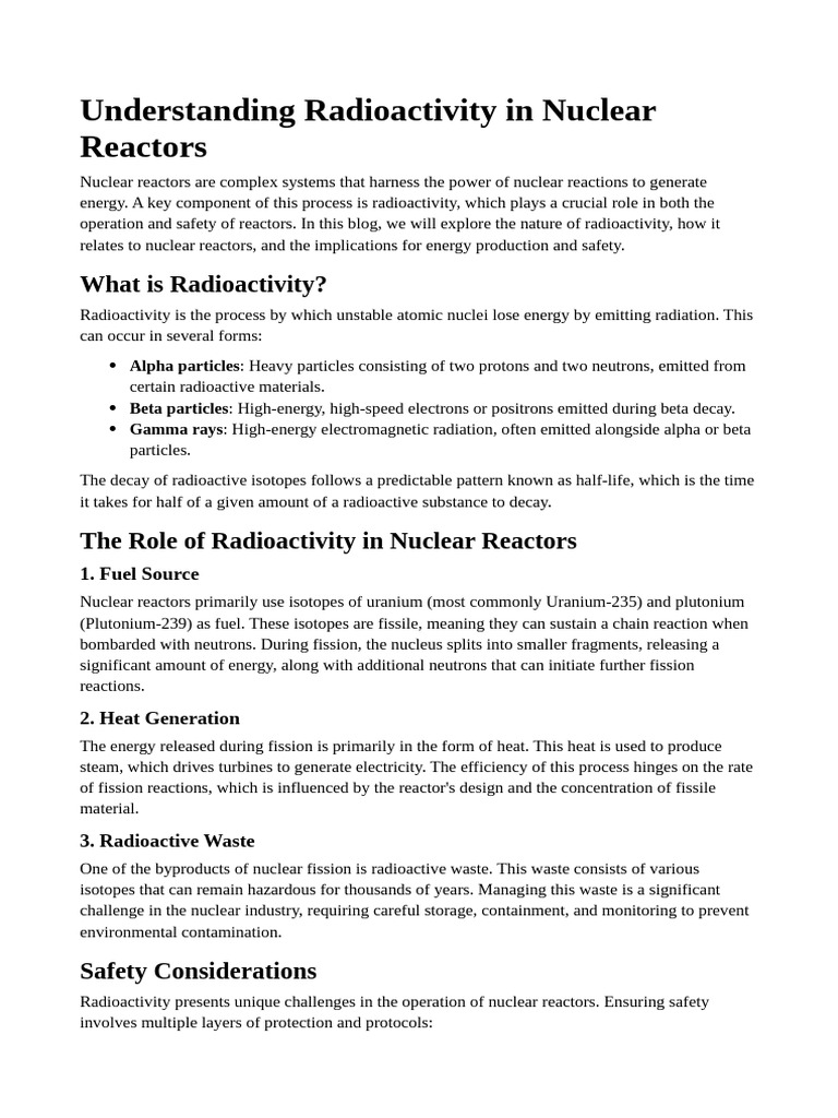 Understanding Radioactivity in Nuclear Reactors | PDF | Nuclear Fission | Nuclear Physics