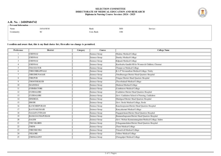 24dip604742 Choice List | PDF | Nursing | Health Care