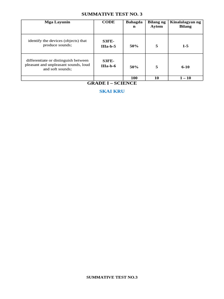 Science - G1 - Q3 - SumTest #3 | PDF