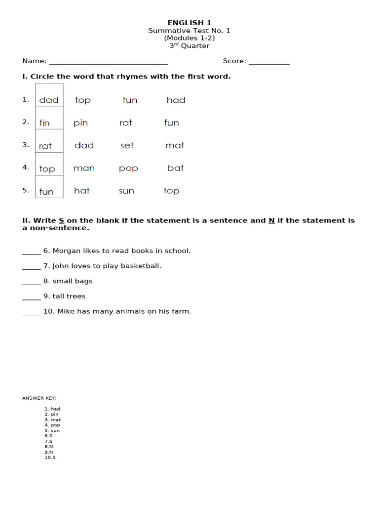 ENGLISH 1_Q3_ST1 | PDF