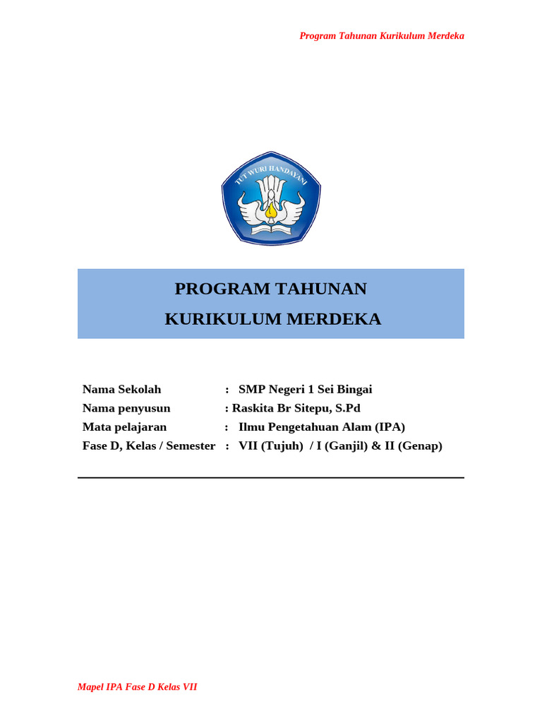 PROTA Kurikulum Merdeka | PDF