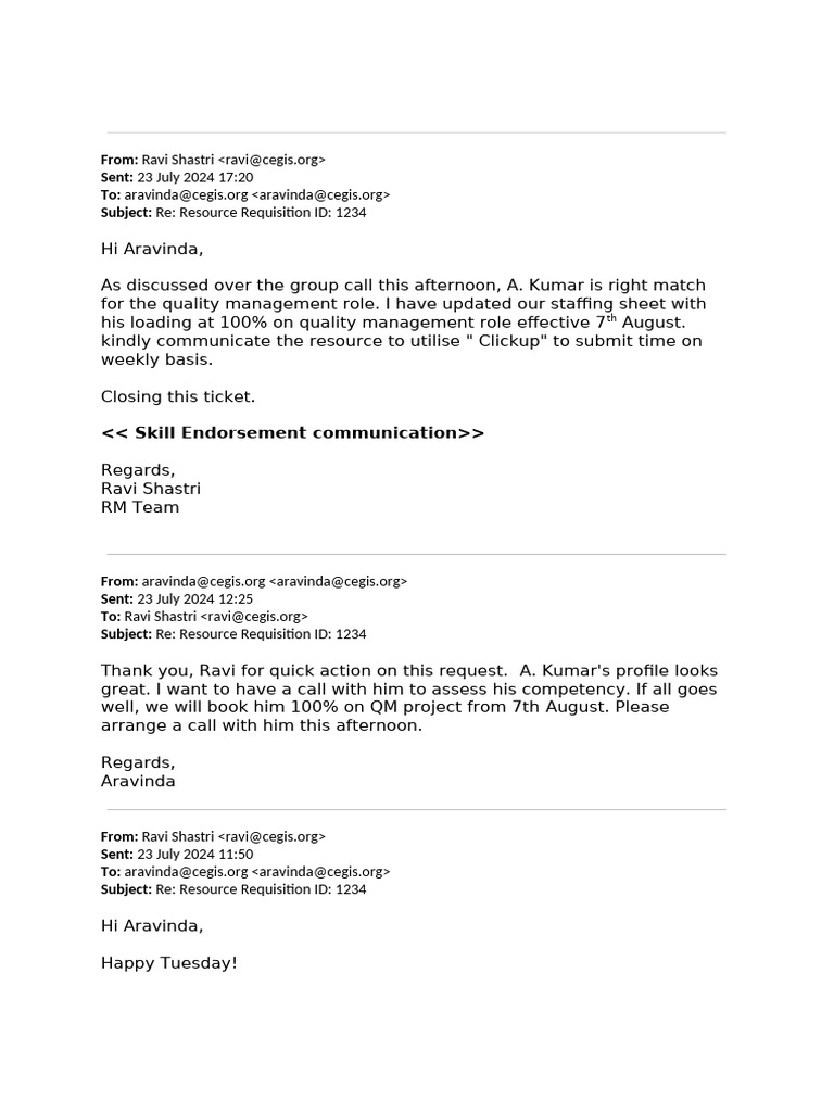 Re_ Resource Requisition ID _ _1234 | PDF | Quality Management | Evaluation