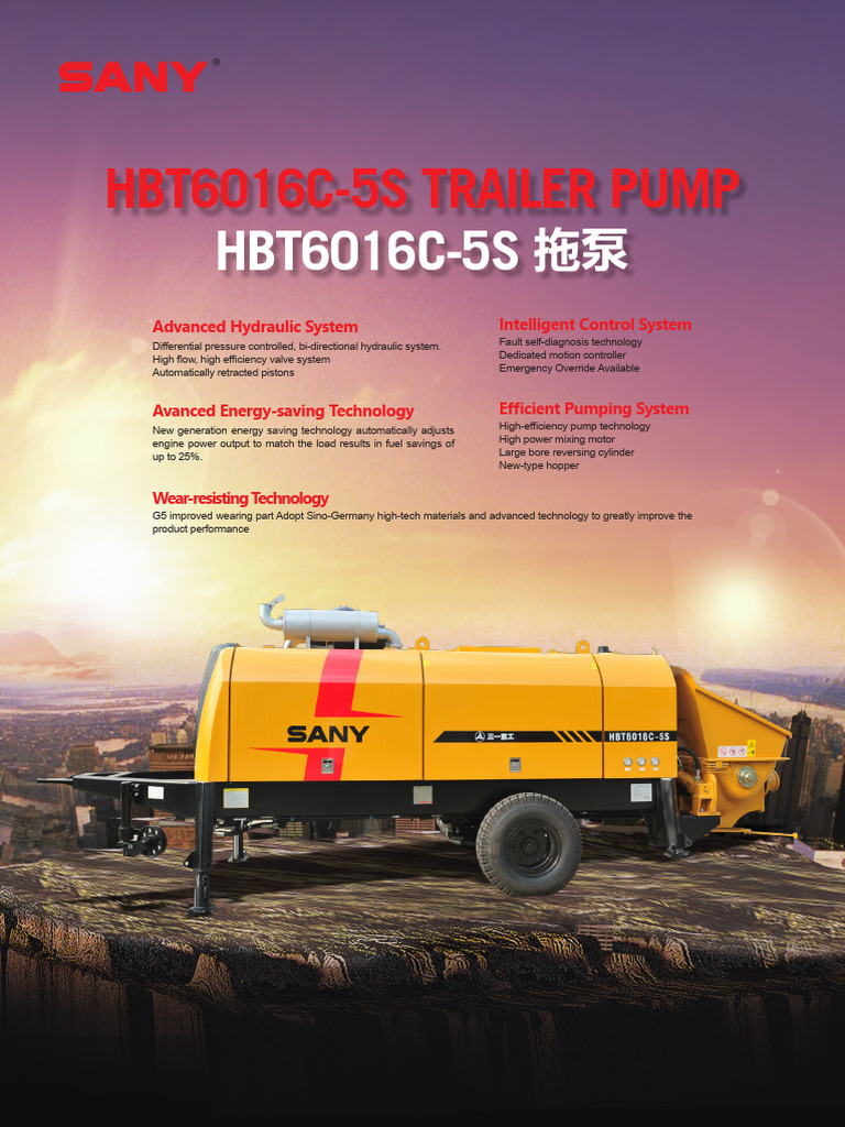 Sany HBT6016C-5S Trailer Pump - 003105 | PDF | Pump | Engines
