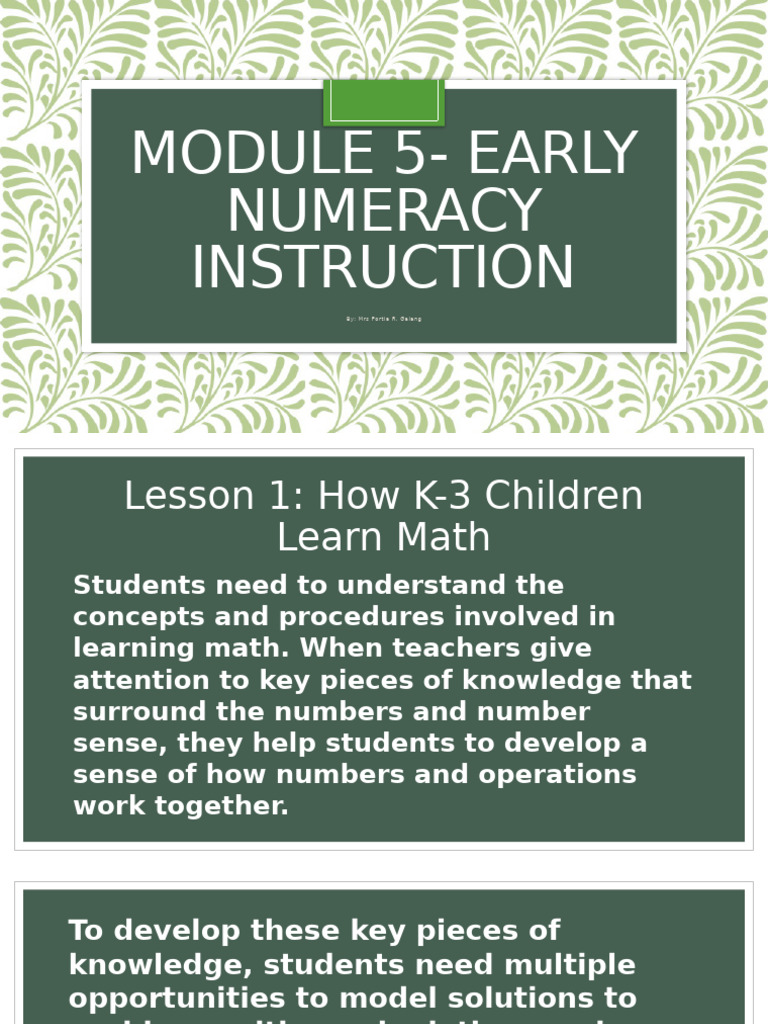 MODULE 5- Early Numeracy Instruction | PDF | Mathematics | Numbers