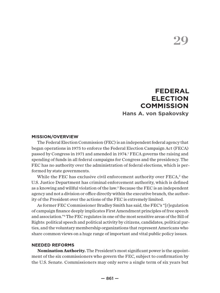 2025 MandateForLeadership CHAPTER-29 | PDF | Federal Election ...