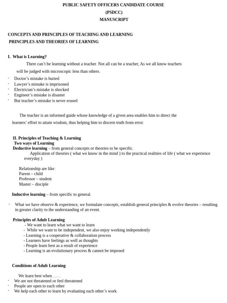 1 Principles of Teaching 1 | PDF | Learning | Leadership