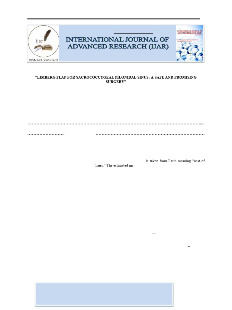Limberg Flap For Sacrococcygeal Pilonidal Sinus: A Safe and Promising ...