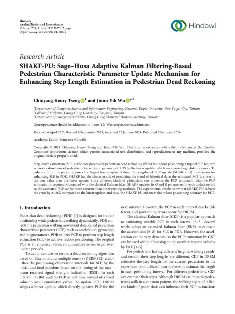 SHAKF-PU Sage-Husa Adaptive Kalman Filtering-Based | PDF | Kalman Filter