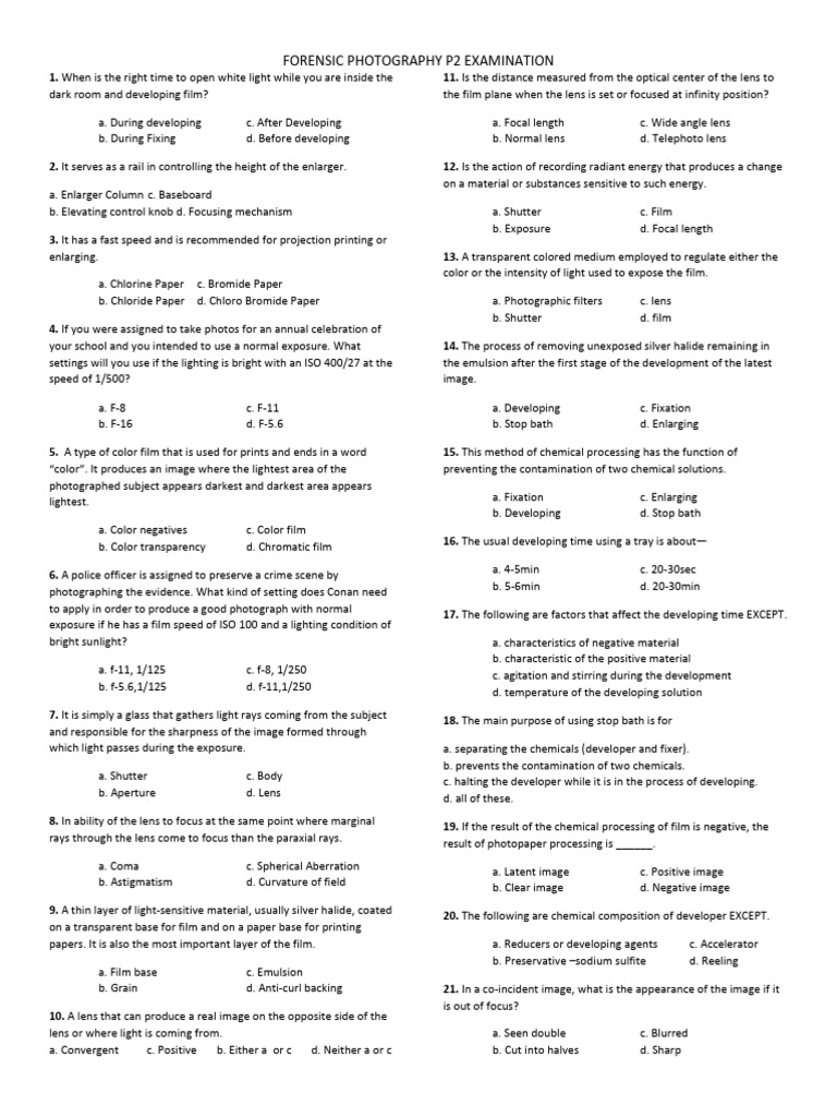 P2-EXAM-CRI-198-PHOTOGRAPHY | PDF | Exposure (Photography) | Shutter ...