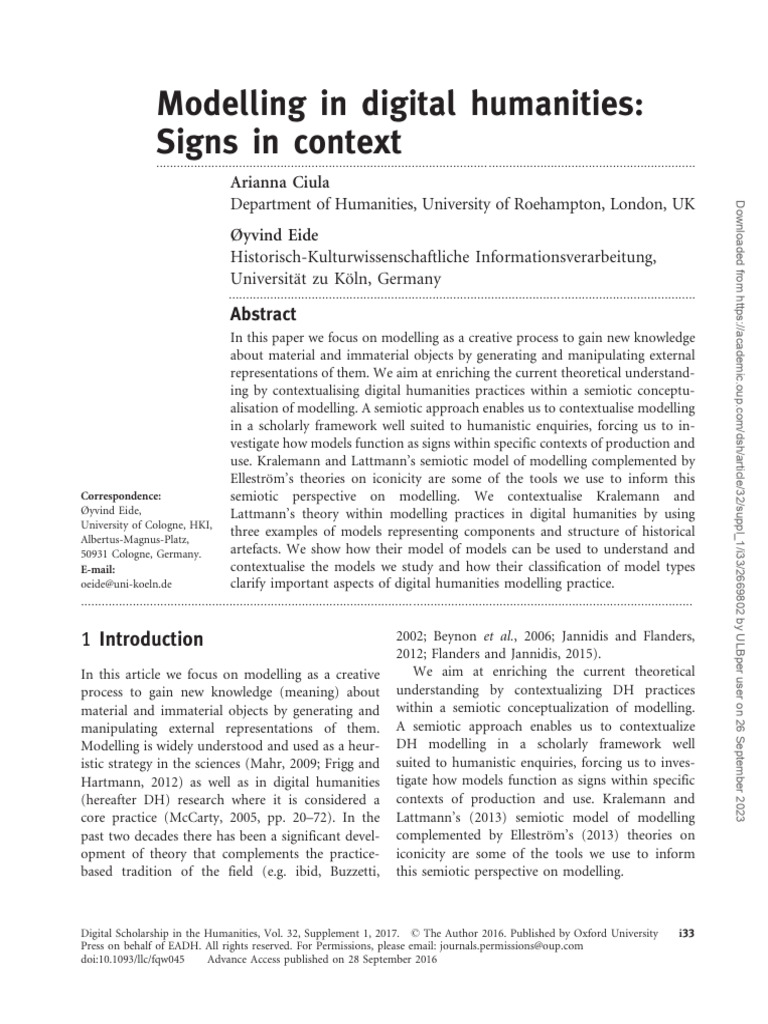 Ciula-Eide - Modelling in Digital Humanities. Signs in Context | PDF ...