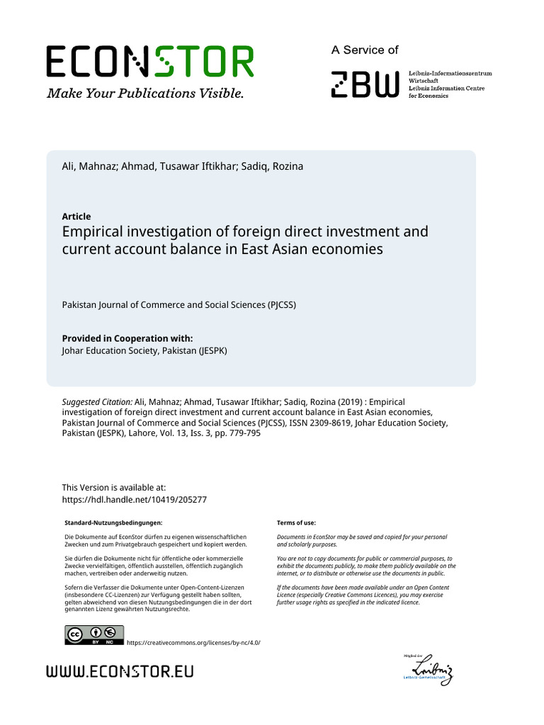 Empirical Investigation of Foreign Direct Investment | PDF | Foreign Direct Investment | Balance ...