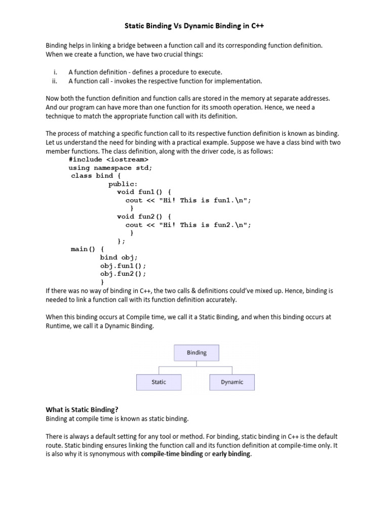 Static Vs Dynamic Binding In C Pdf Pointer Computer Programming C 6712