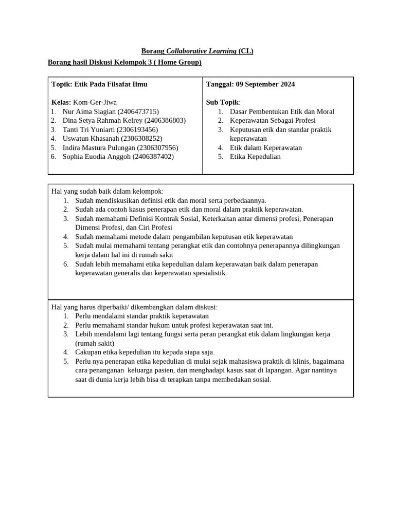 Borang HG Kelompok 3 | PDF