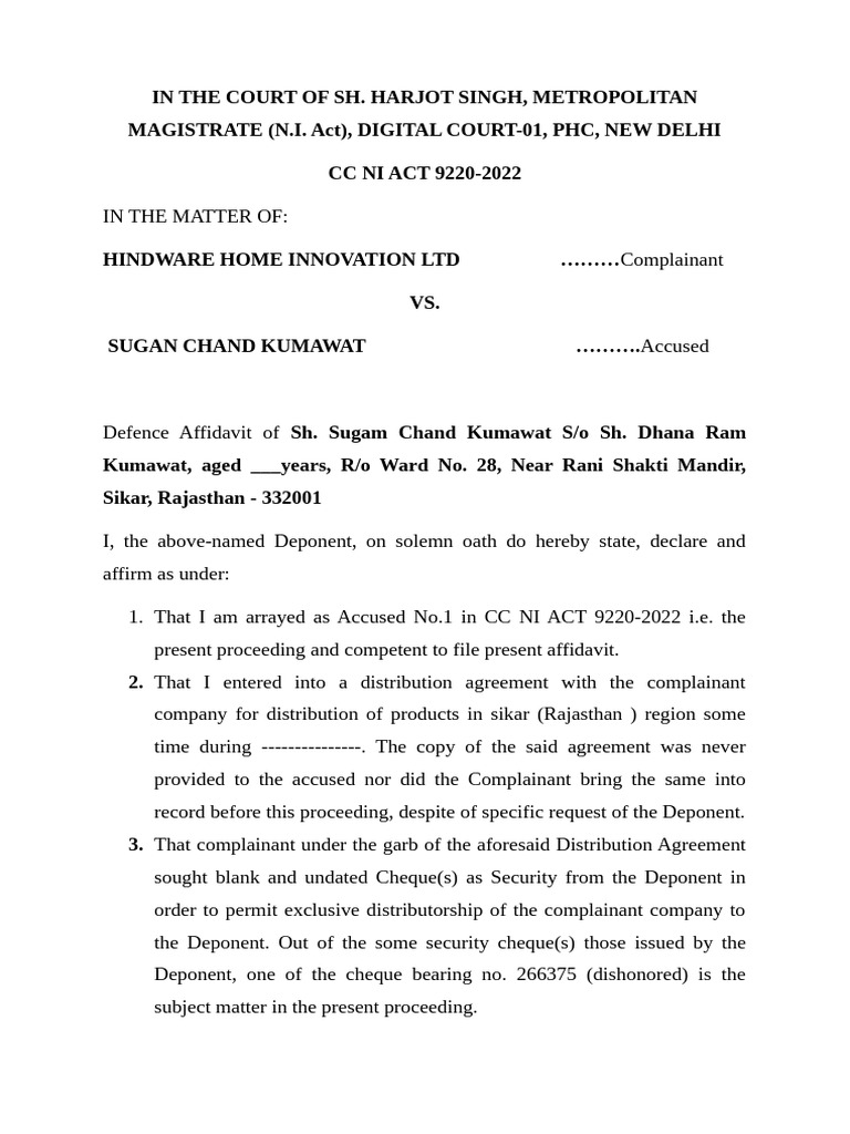 Defence Affidavit - Updated | PDF | Affidavit | Deposition (Law)