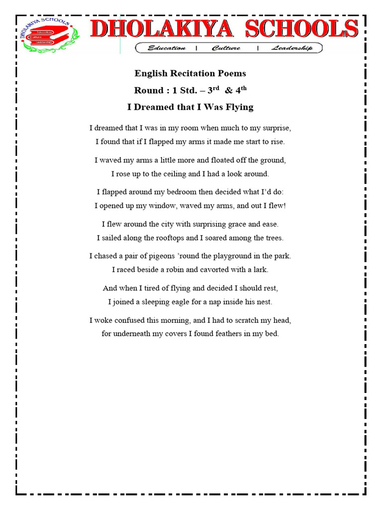 Std. - 3 & 4 English Recitation Poems | PDF | Language Arts ...