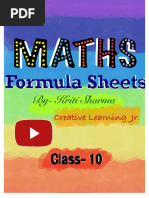 Maths FORMULA SHEET Class 10th (Prashant Kirad) | PDF | Factorization ...
