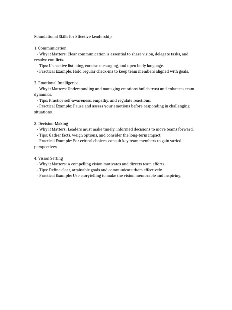 Core Leadership Skills | PDF