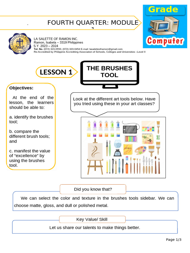 4th Q COMPUTER Module 1 | PDF | Drawing