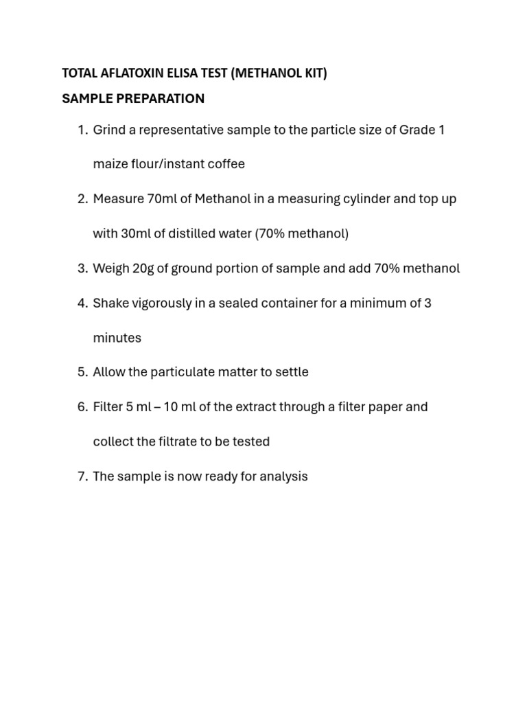 Total Aflatoxin Elisa Test | PDF | Cooking, Food & Wine