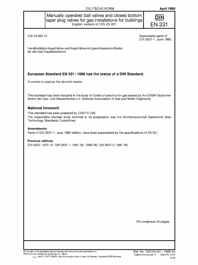 DIN EN 331 | PDF | Civil Law (Legal System) | International ...