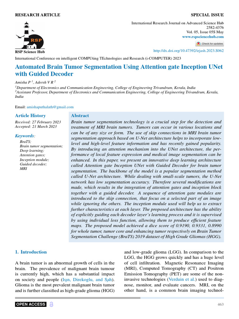 Automated Brain Tumor Segmentation Model | PDF | Image Segmentation ...