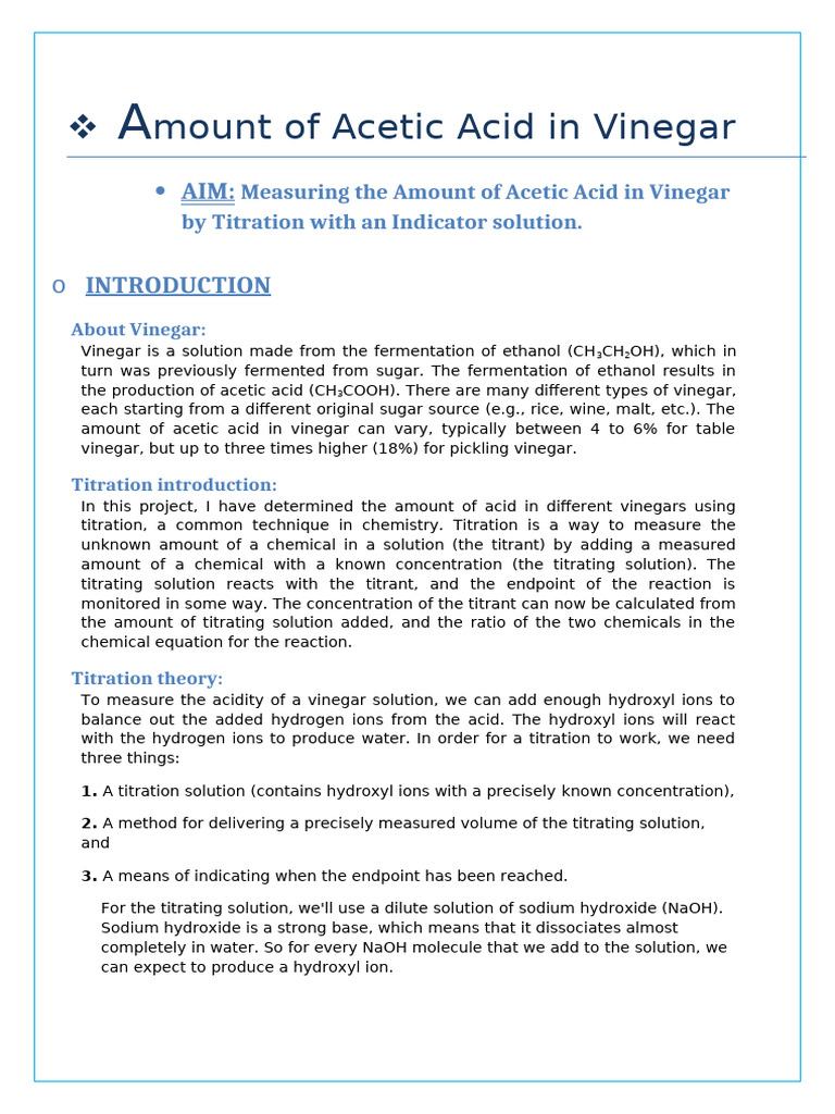 David's Project Cemistry | PDF | Titration | Chemistry