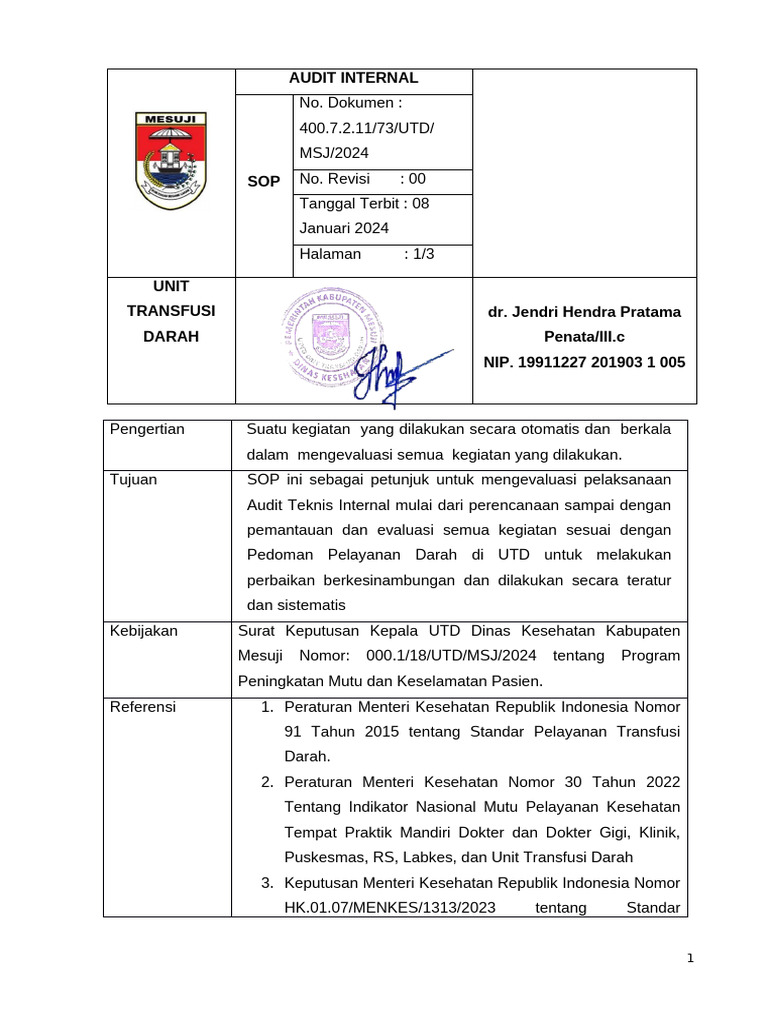 Prosedur Audit Internal UTD 2024 | PDF | Teknologi & Rekayasa