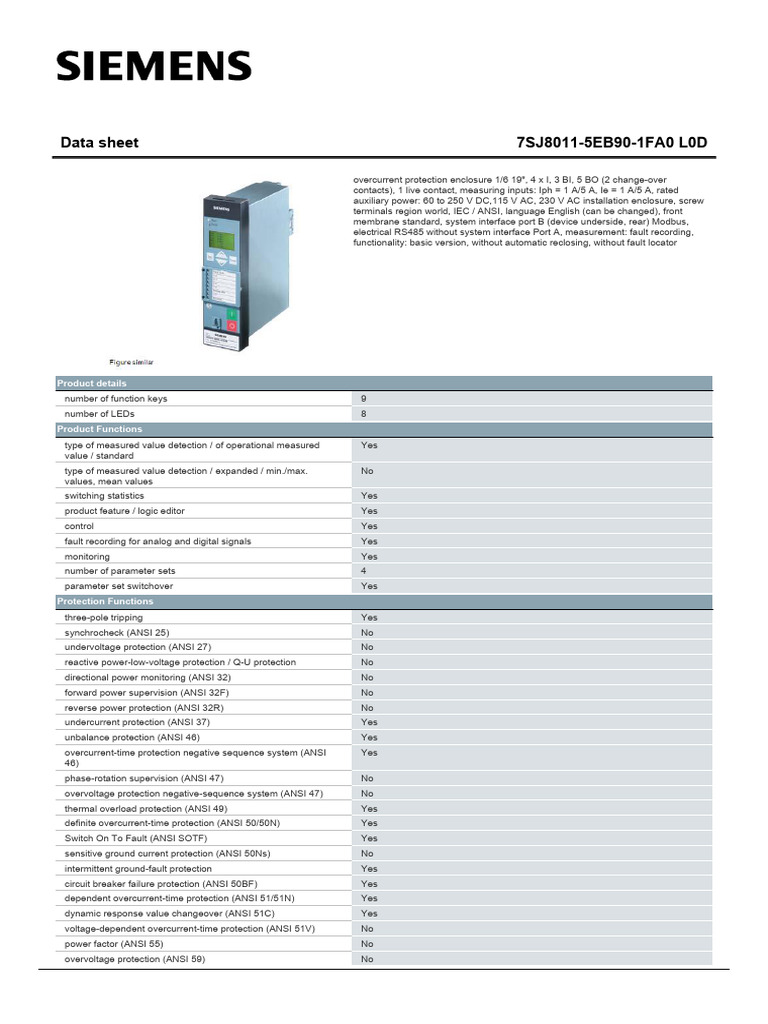7SJ80115EB901FA0+L0D Datasheet en | PDF | Electromagnetism | Electronic Engineering