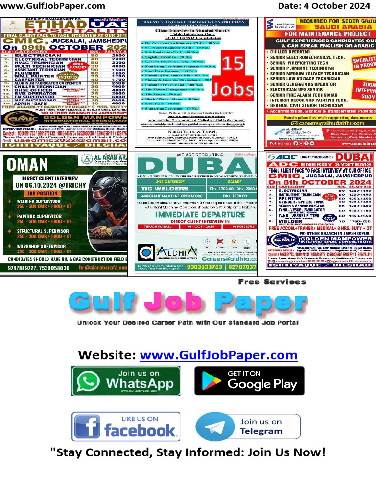 Gulf Job Paper: Today's Vacancies | PDF