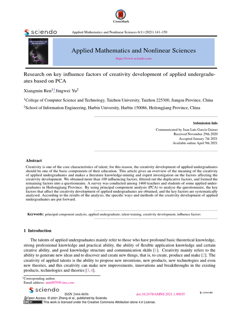 Research On Key Influence Factors of Creativity Development of Applied ...