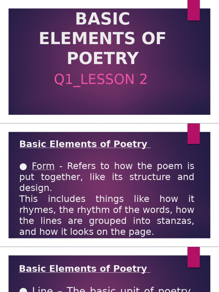 Elements of Poetry Lesson 2 | PDF | Poetry