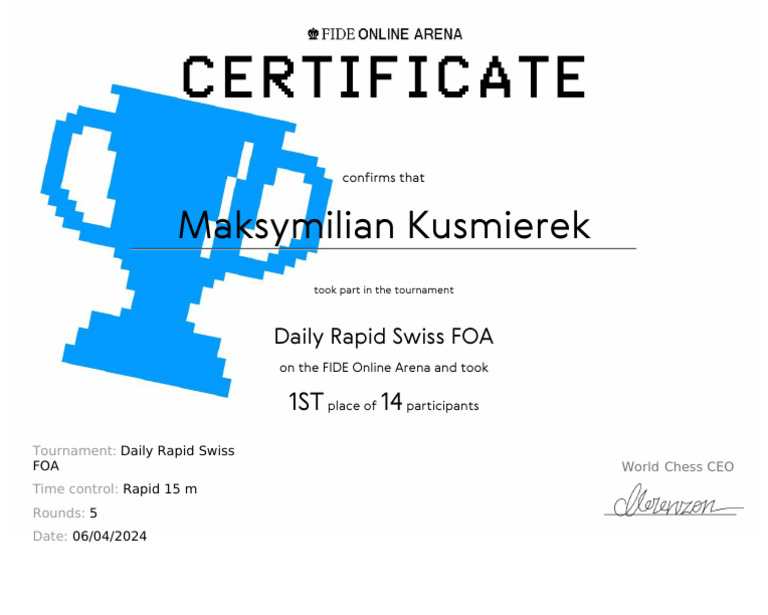 Certificate Daily Rapid Swiss FOA (1) | PDF
