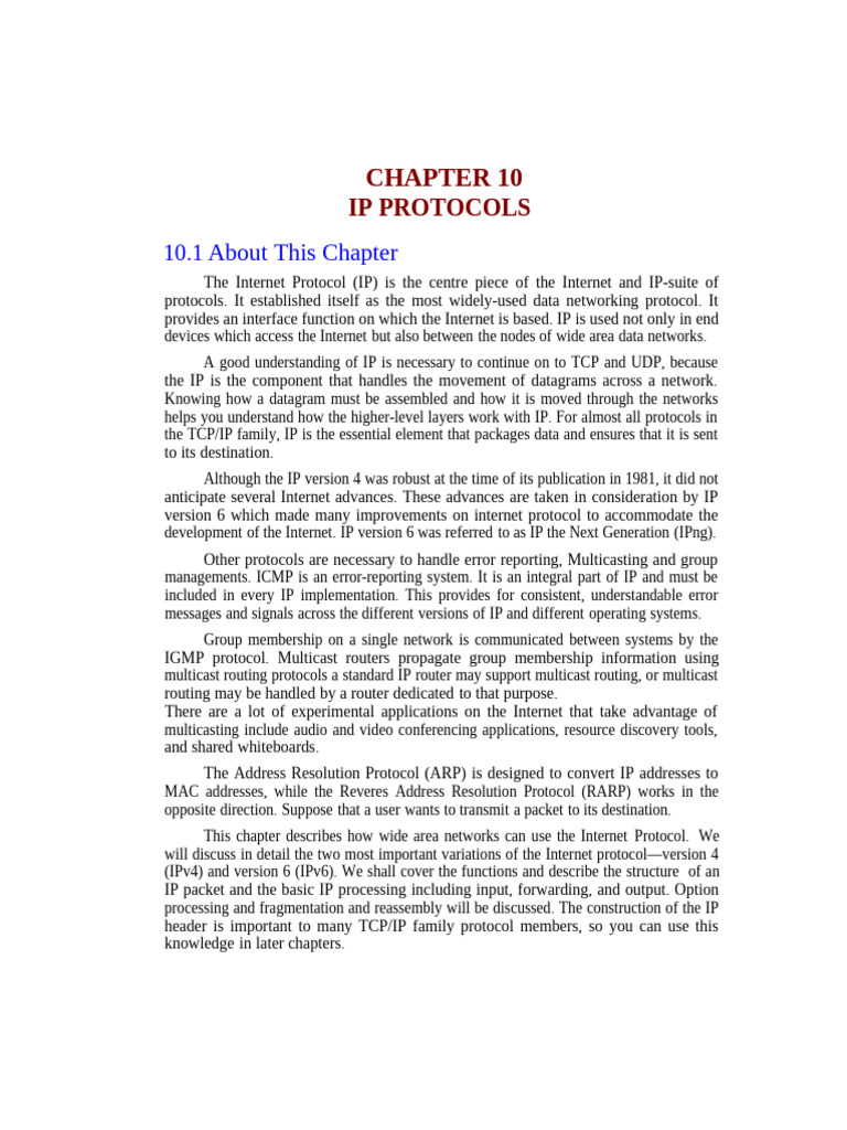 Chap10-IP Protocols - Sao Chép | PDF | Internet Protocols | Computer Network