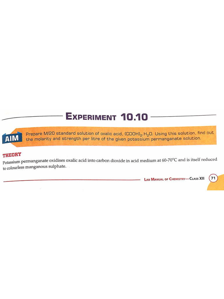 Exp.8 Volumetric Analysis M-20 Oxalic Acid | PDF