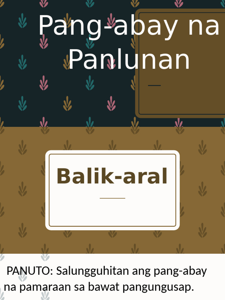 Pang-Abay Na Panlunan | PDF